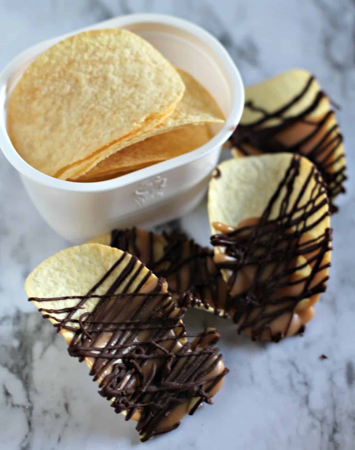 Toffee and Chocolate Drizzled Potato Chips - Mom Needs Chocolate