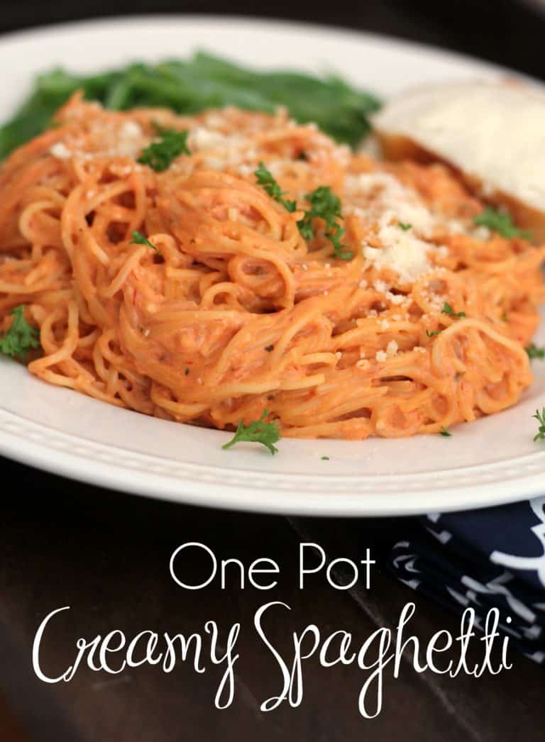 One Pot Creamy Spaghetti - Mom Needs Chocolate