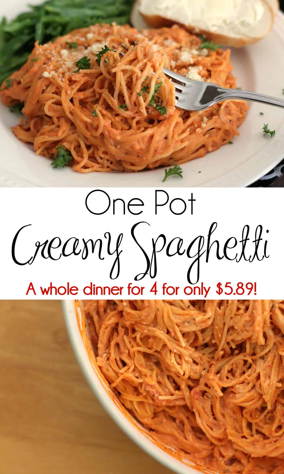 One Pot Creamy Spaghetti - Mom Needs Chocolate